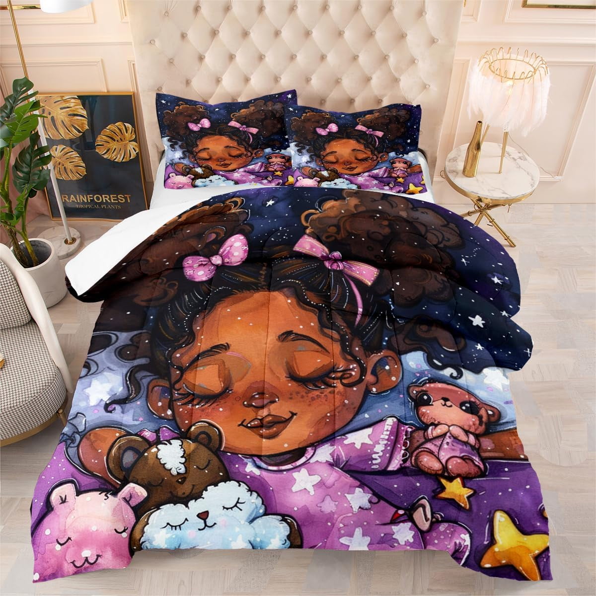 Black Girl Comforter Set Full Size Black Girls Magic Bedding Set Pink ...