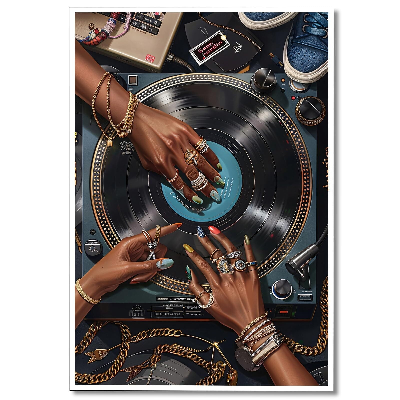 Black Girl DJ Music Lover Canvas Wall Art, Black Woman Poster, African ...