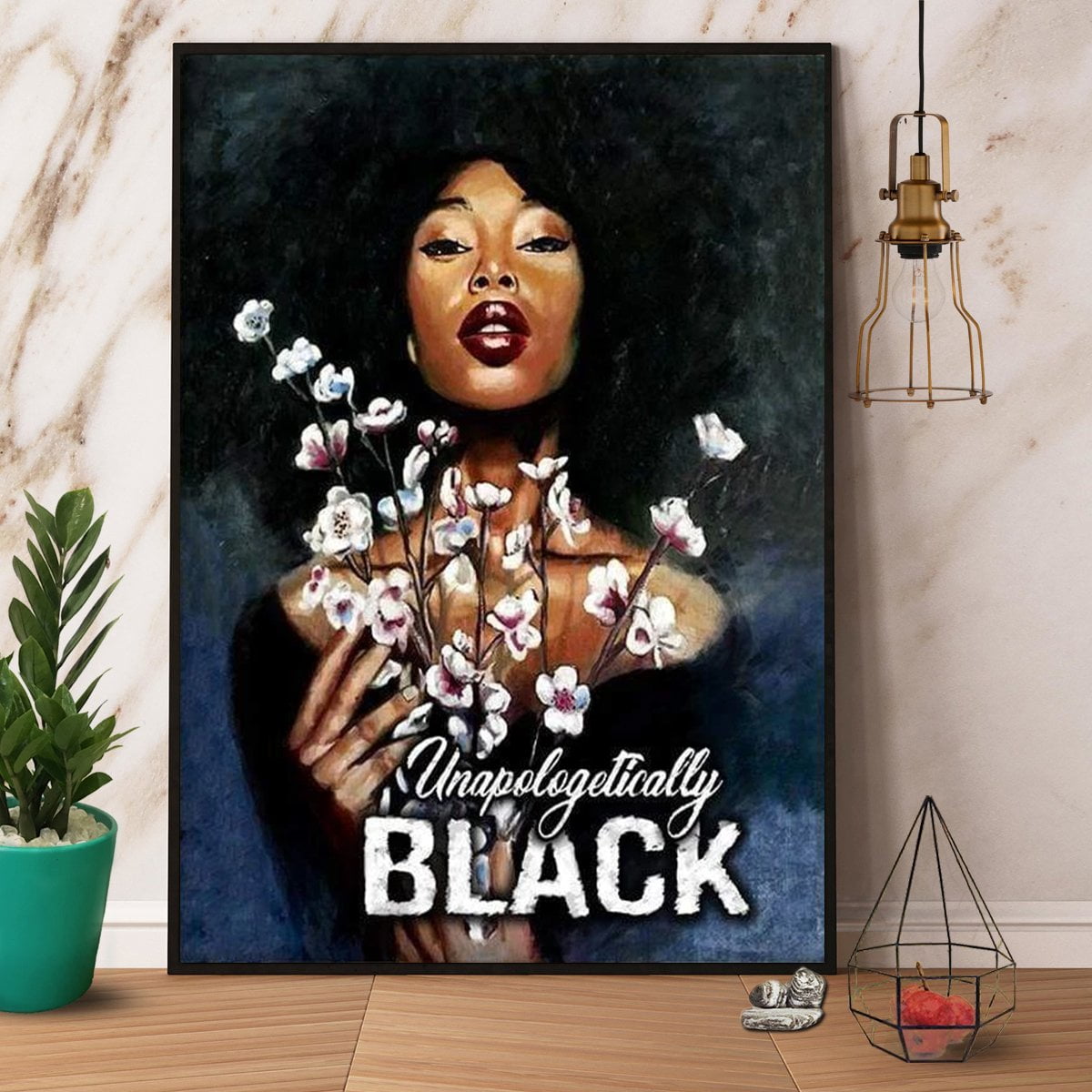 Black Girl & Flower Unapologetically Black Paper Poster No Frame Matte Wall Art Decor 24 x 36 ...