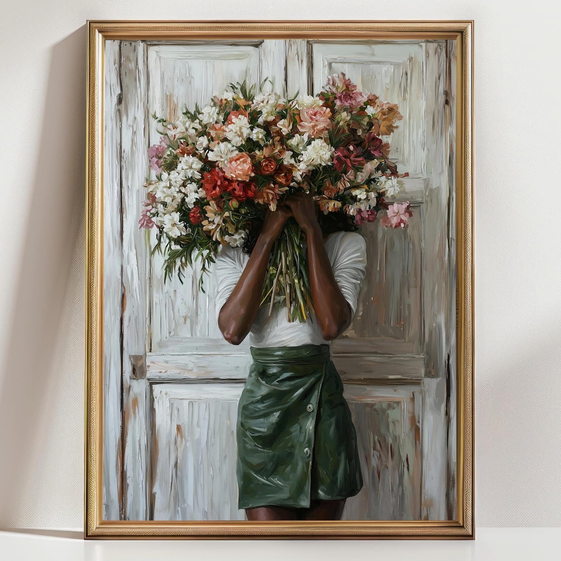 Black Girl With Flowers Art Print – Modern Feminine Wall Decor, Bold ...