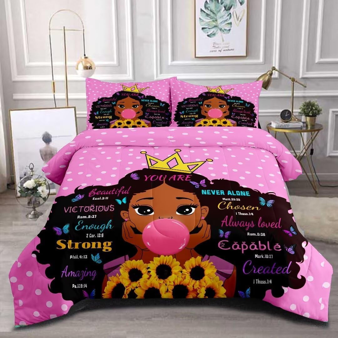 Black Girl Magic Bedding Set, Black Girl Comforter Set Queen for Kids ...