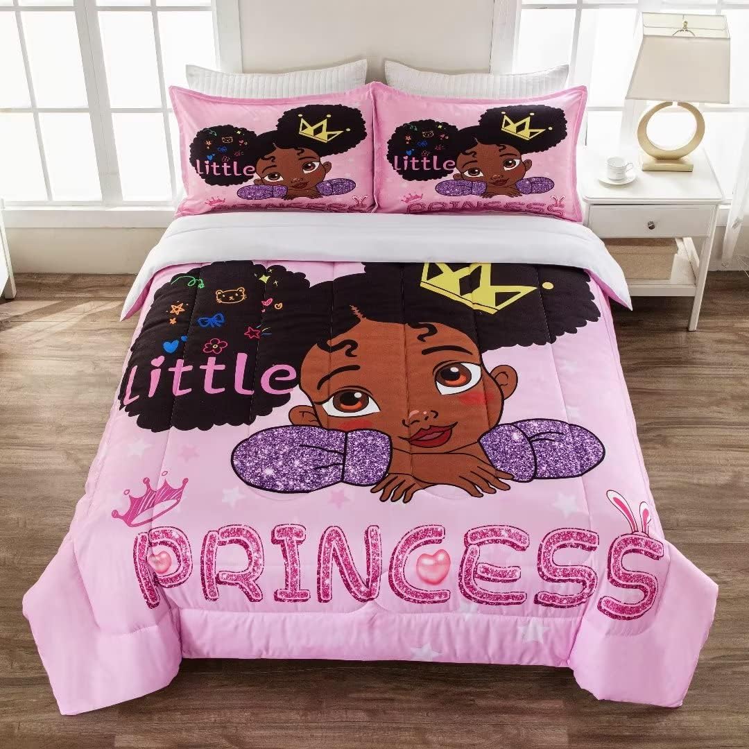 Black Girl Magic Comforter Set Queen, Cute Black Girl Bedding Set ...