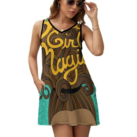 Black Girl Magic Flare Dress Square Neck Dress Elegant Female Fashion ...