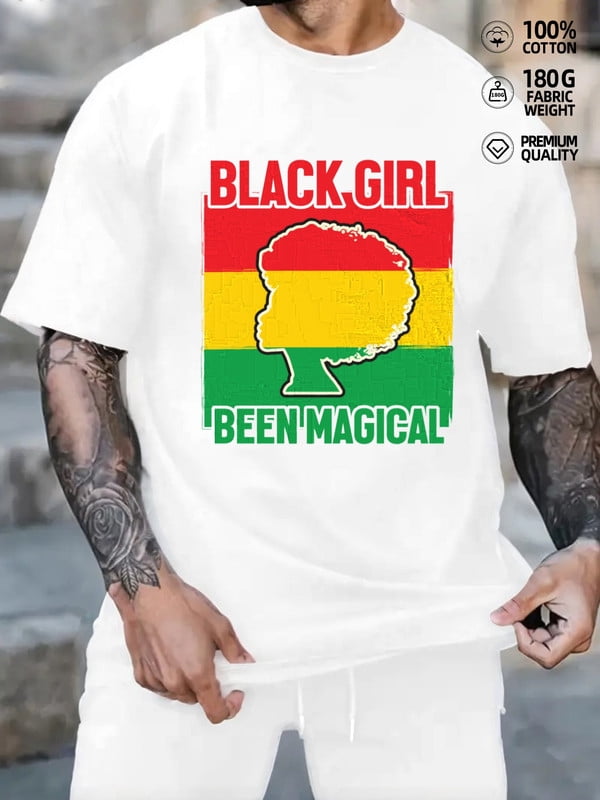 Black Girl Magic Tee mens white 180G 100% Cotton All-season fitness ...