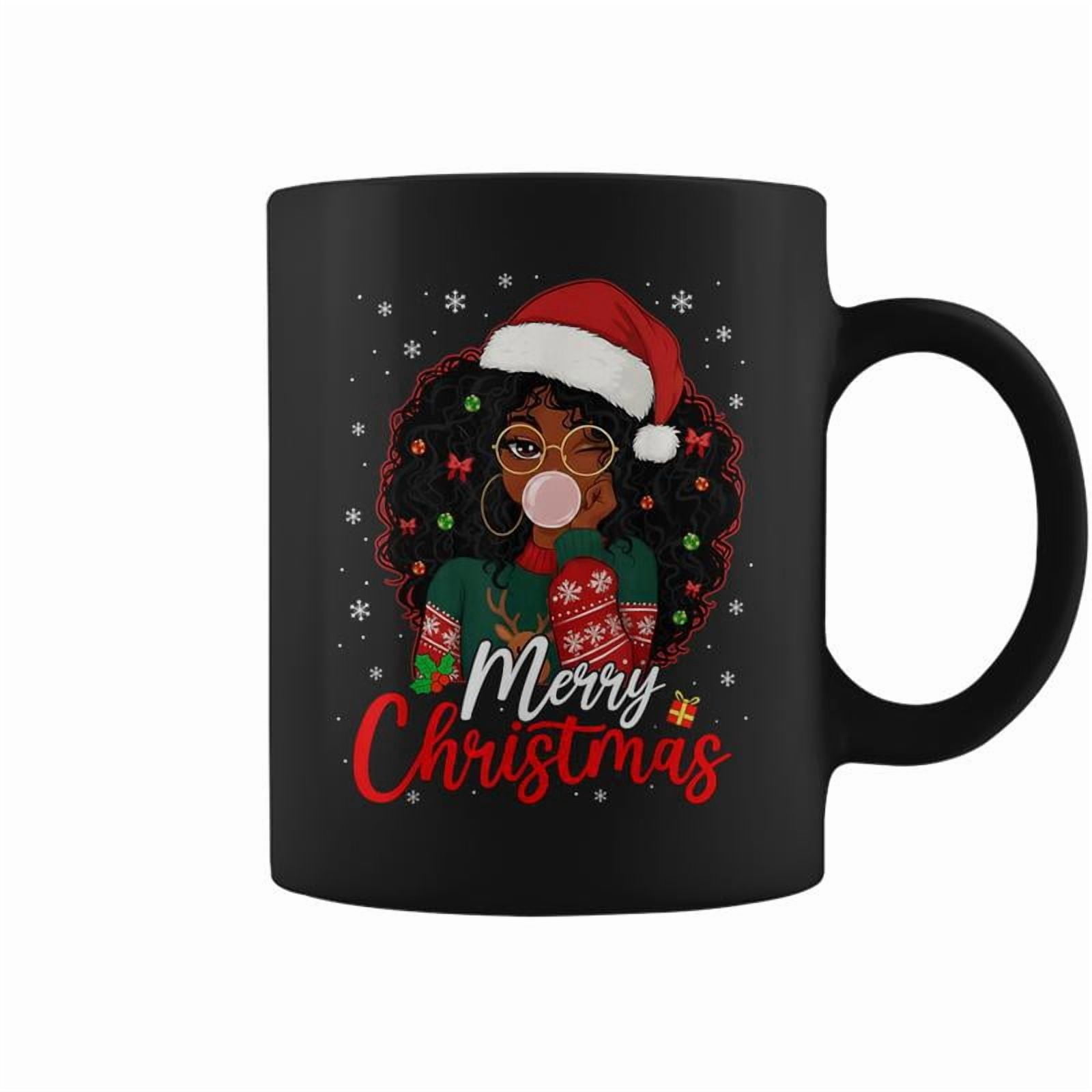 Black Girl Santa Hat Merry Christmas African Xmas Girl Coffee Mugs ...