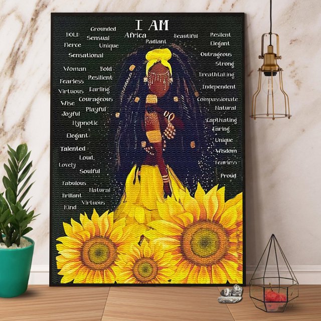 Black Girl Sunflower I Am Africa Special Unique Paper Poster No Frame ...