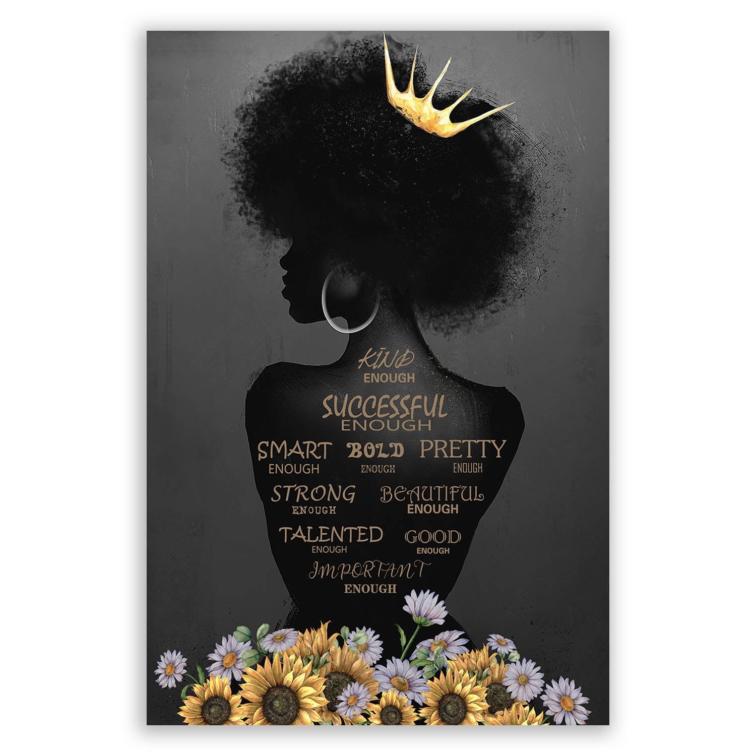 Black Girl Sunflower Inspirational Poster - 22‘’x34‘’ Unframed, African ...