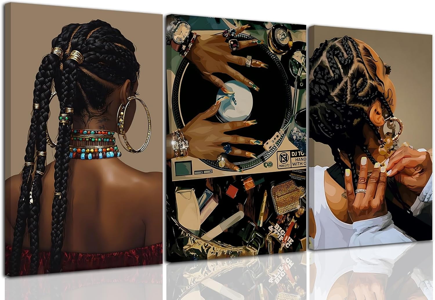 Black Girl Wall Art African American Wall Decor Paintings Fashion Abstract Black Woman Poster ...