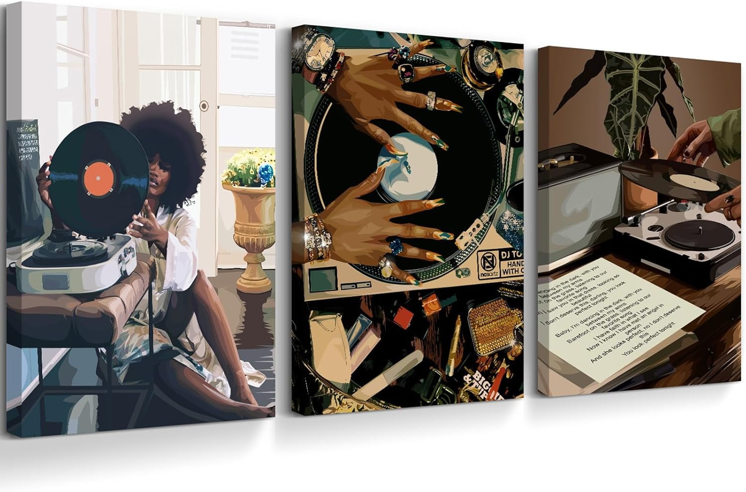 Black Girl Wall Art African American Woman Canvas Wall Decor Black Female Wall Art Fashion Women ...