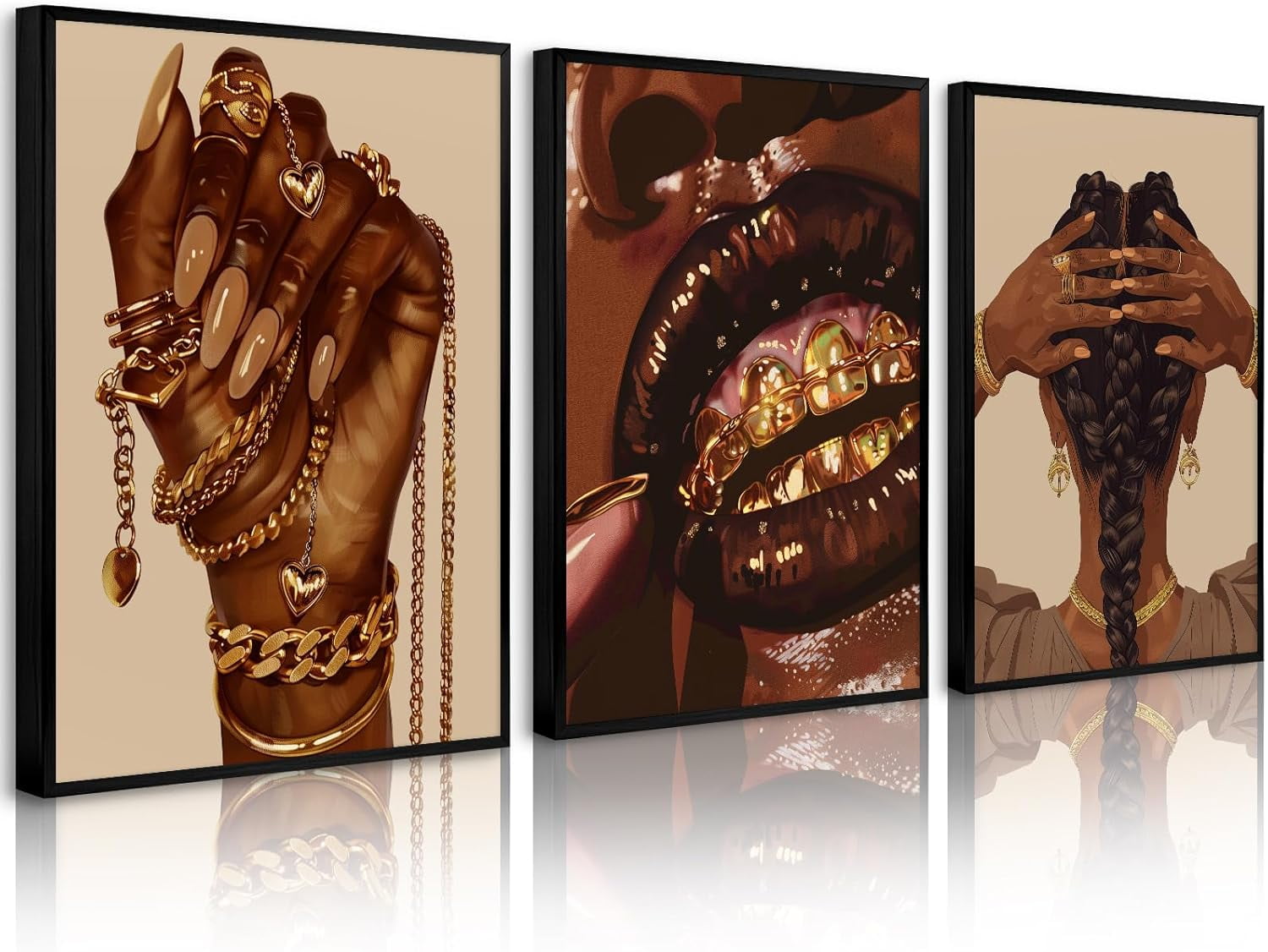 Black Girl Wall Art African American Woman Canvas Wall Decor Black Women Fashion Poster American ...