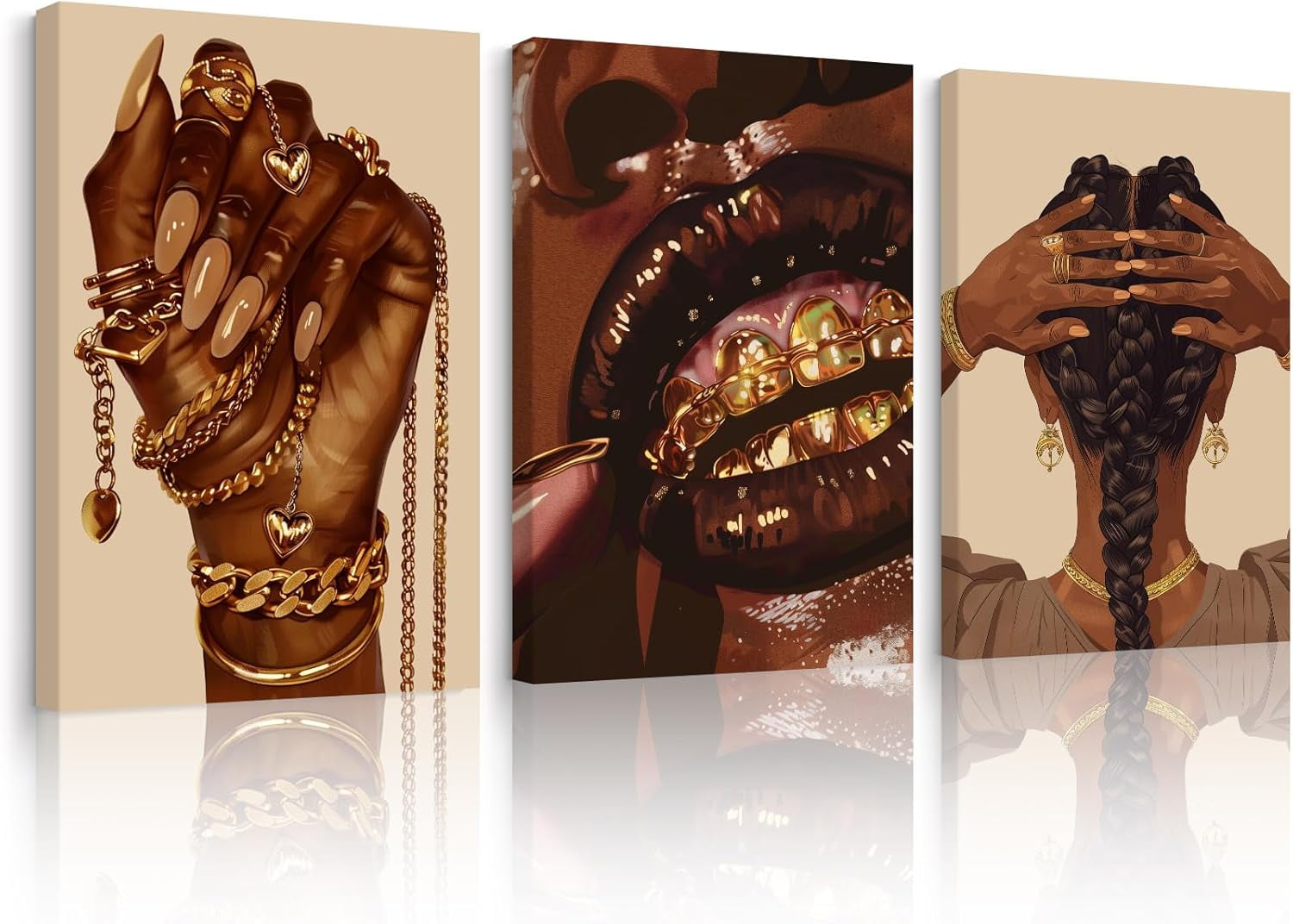 Black Girl Wall Art African American Woman Canvas Wall Decor Black Women Fashion Poster American ...