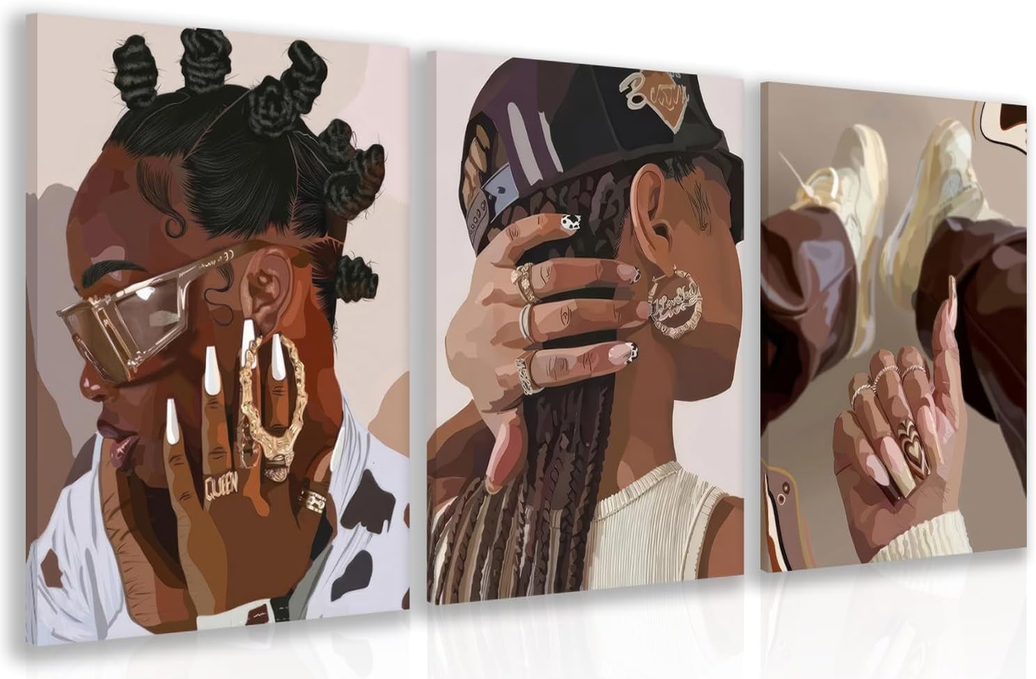 Black Girl Wall Art, African American Woman poster Artwork, Large Abstract black Girl Poster ...