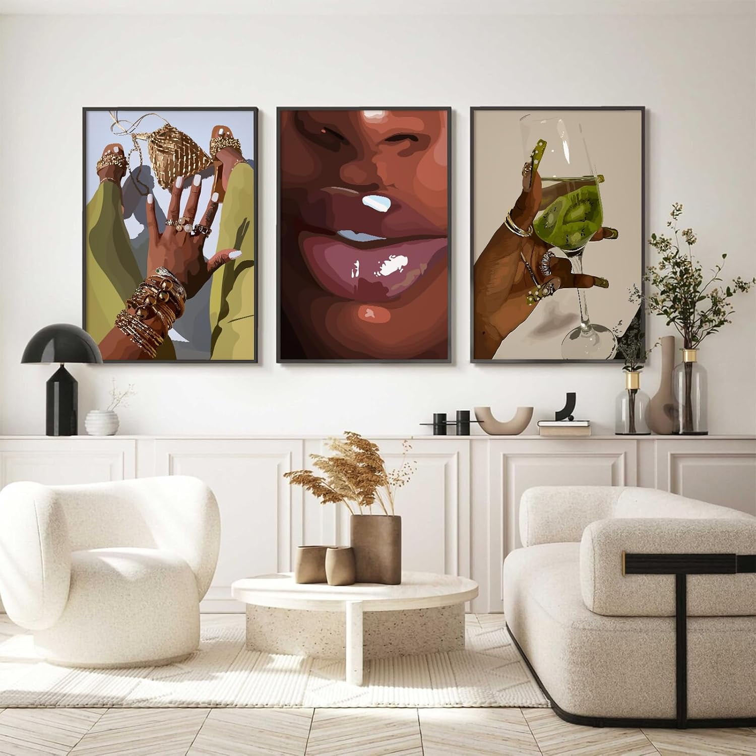 Black Girl Wall Art African Woman Canvas Wall Decor American Black Women Wall Art Black Female ...