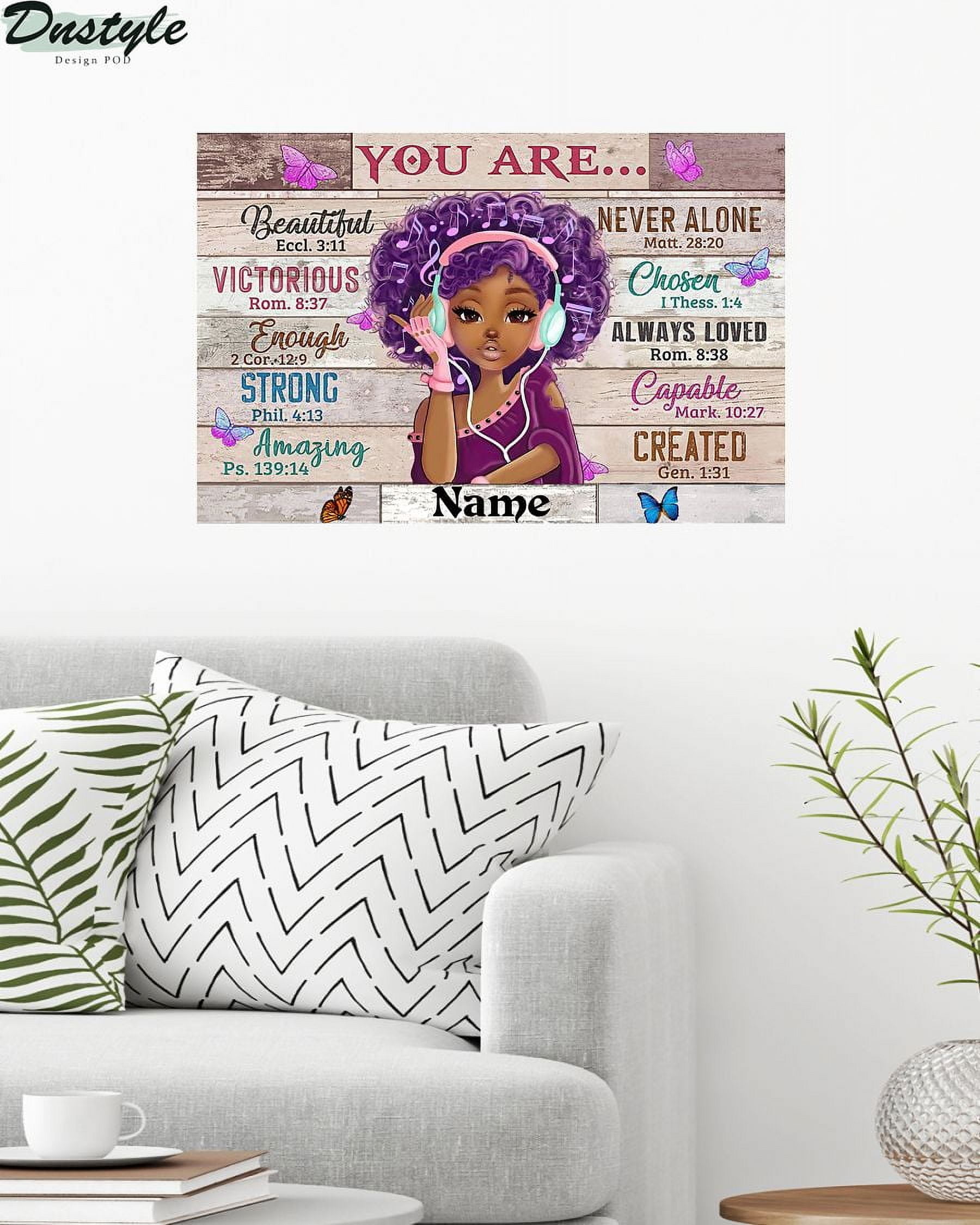 Black Girl You Are Beautiful Black Teenage Horizontal Custom Name Poster 11 x 17 Inch Poster ...