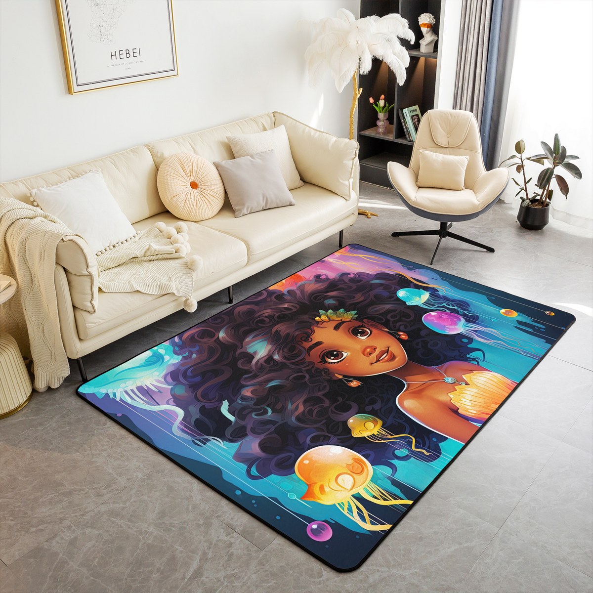 Black Girls Area Rug Afro Girl 5x7 Rug for Girls,American African ...