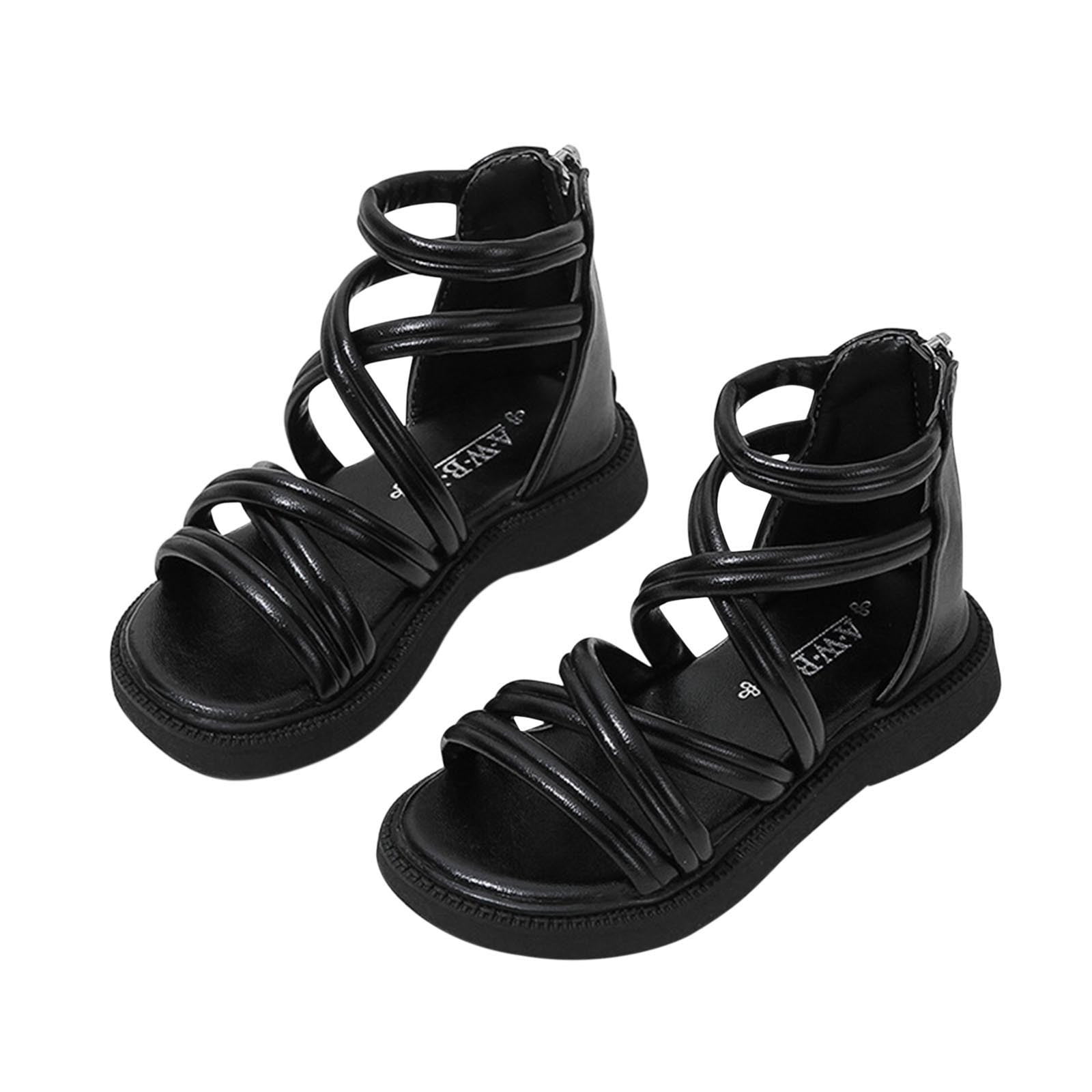Black Girls Beach Sandals With Sparkling Elements And Thick Base For ...