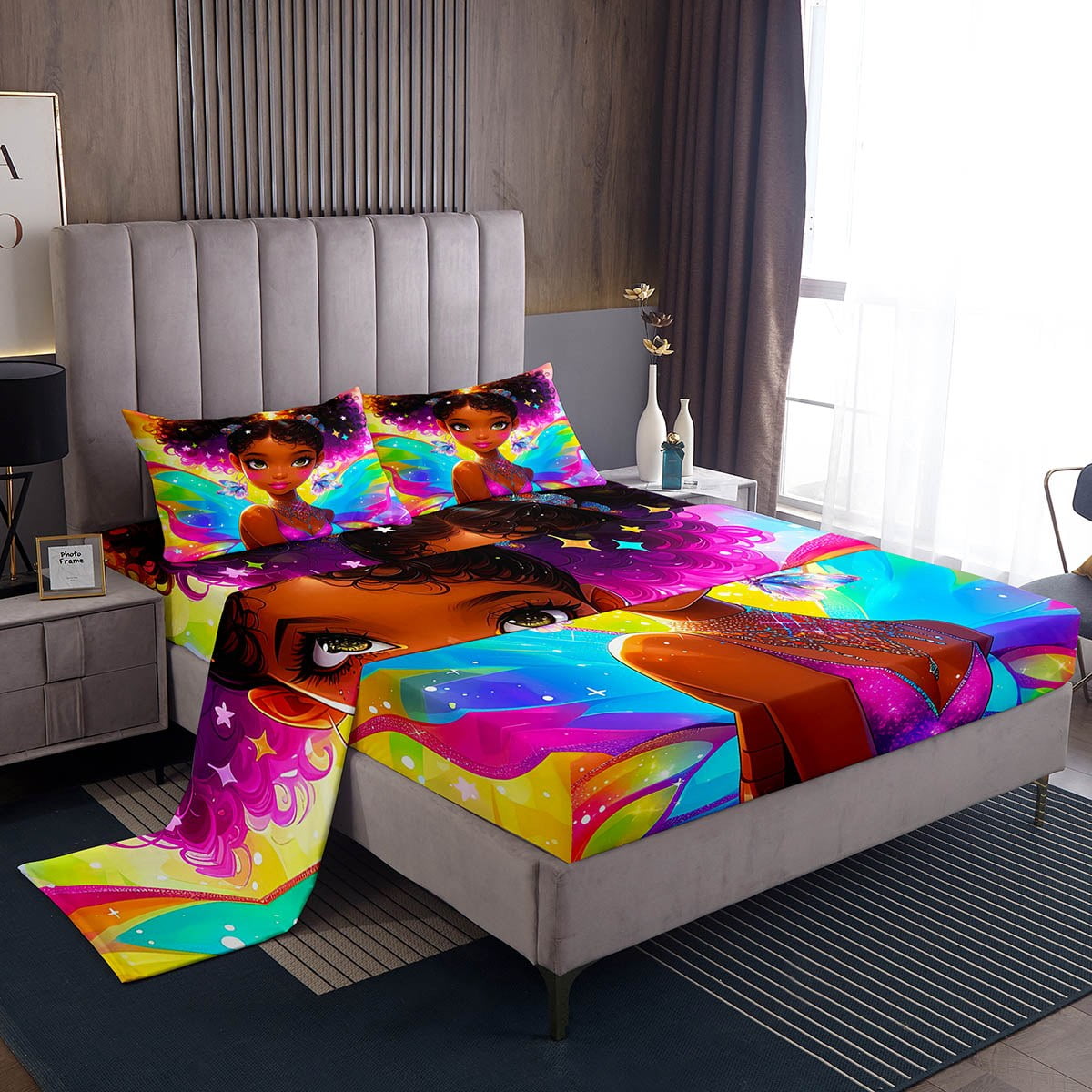 Black Bed Sheets Set Afro Twin Sheet Set ,American African Princess ...