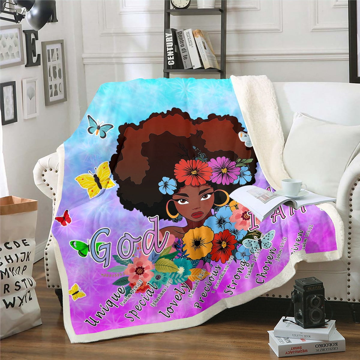 Black Girls Blanket Afro Girl Throw Blanket 90"x90",American African ...