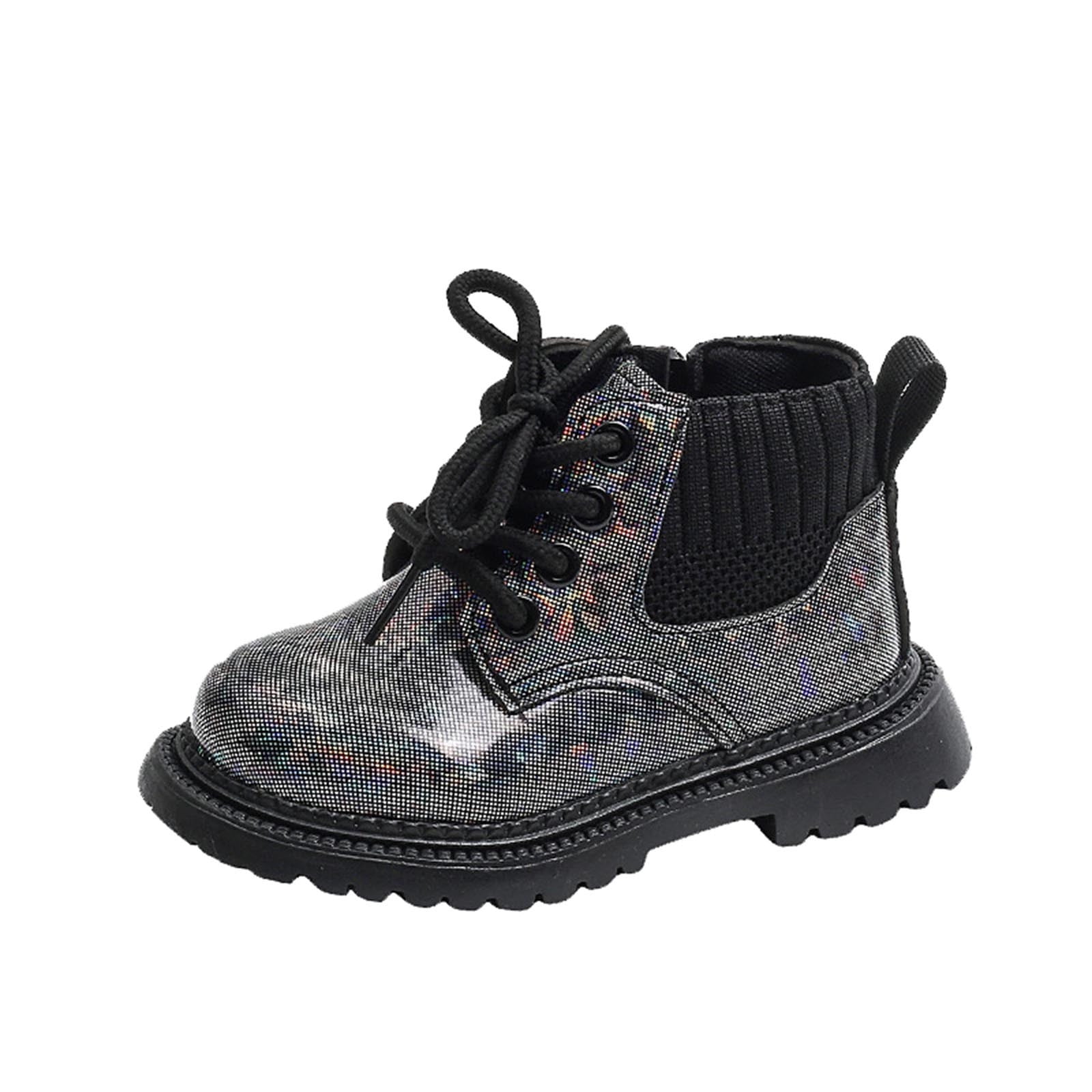 Black Girls Boots With Lightweight Construction And Flexible Sole For ...