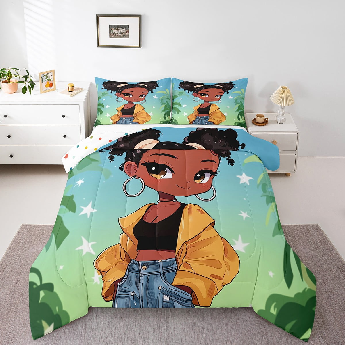 Black Comforter Set Queen Teens,Bedding Sets for Black Melanin,Black ...