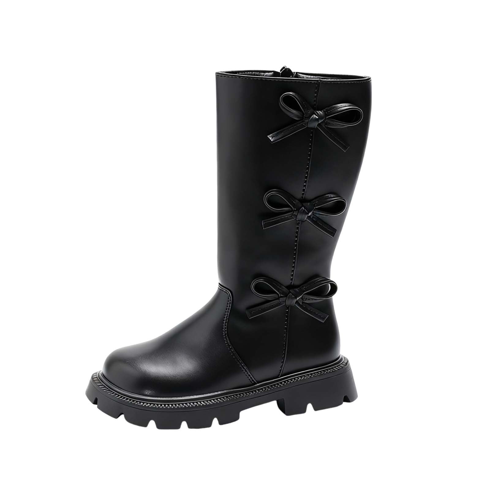 Black Girls Fall Boots Featuring Knot Detail And Fleece Lining For ...
