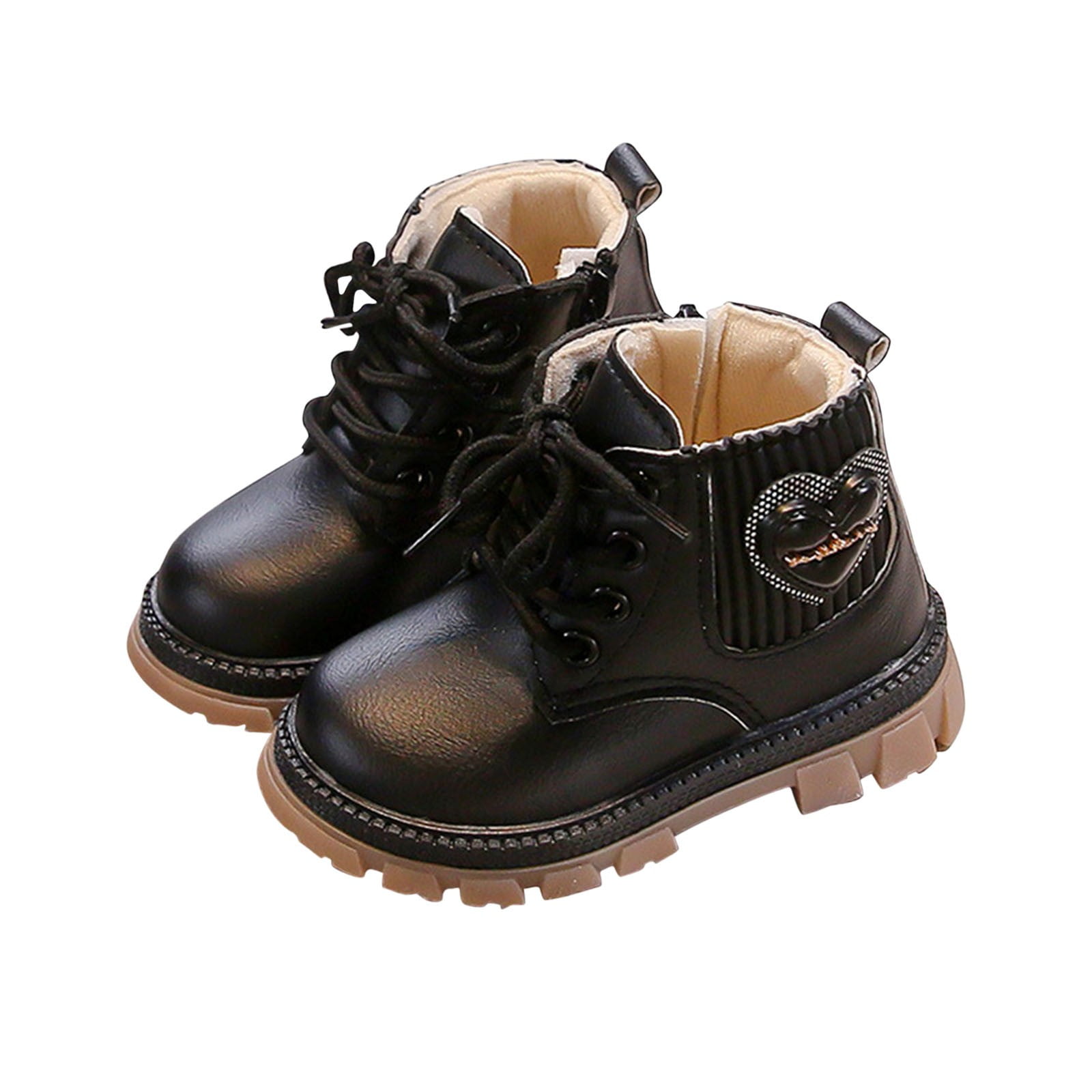 Black Girls' Fall Boots With Artificial Leather Upper And Cozy Interior ...