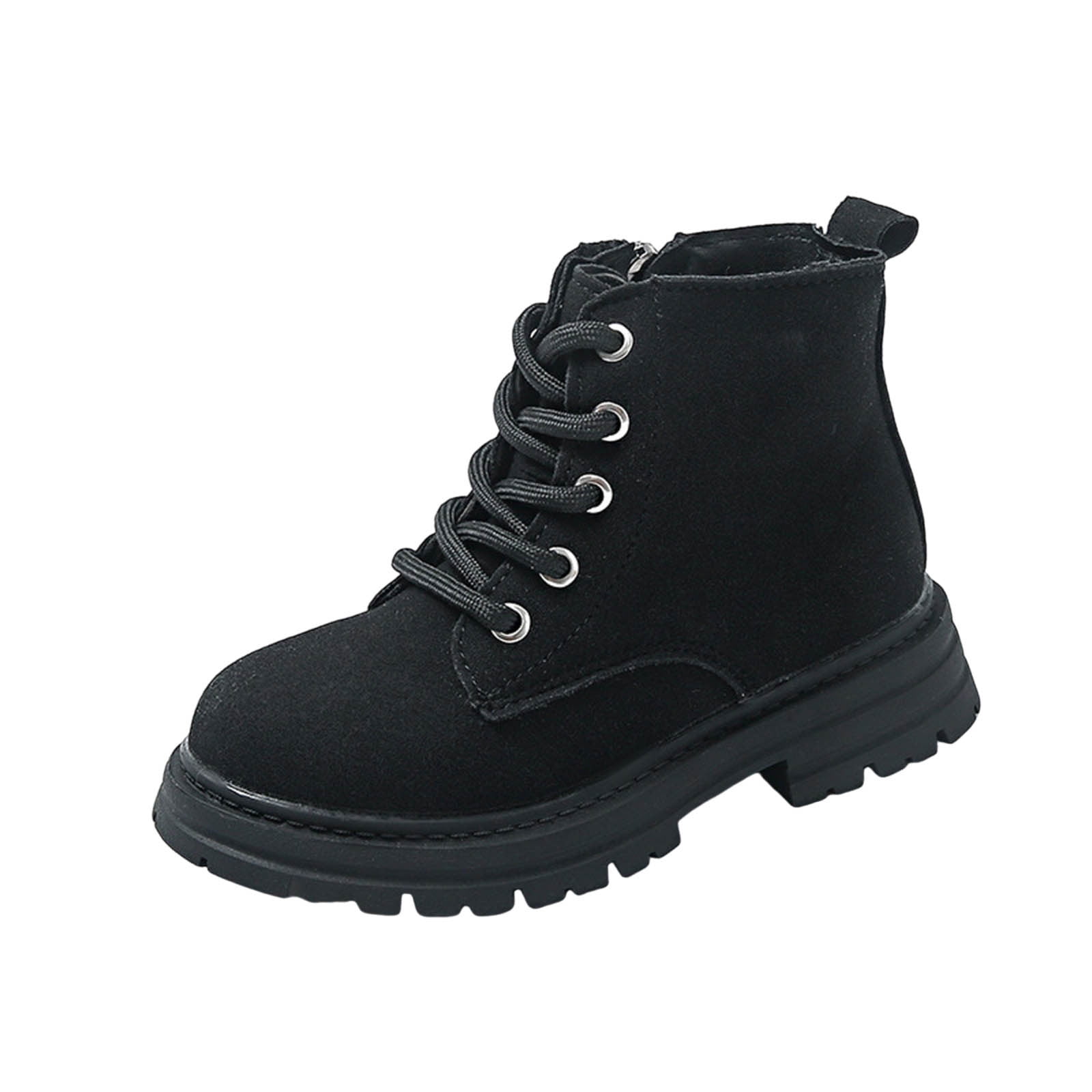Black Girls' Hiking Boots With Strap Design And Non-Slip Sole, Great ...