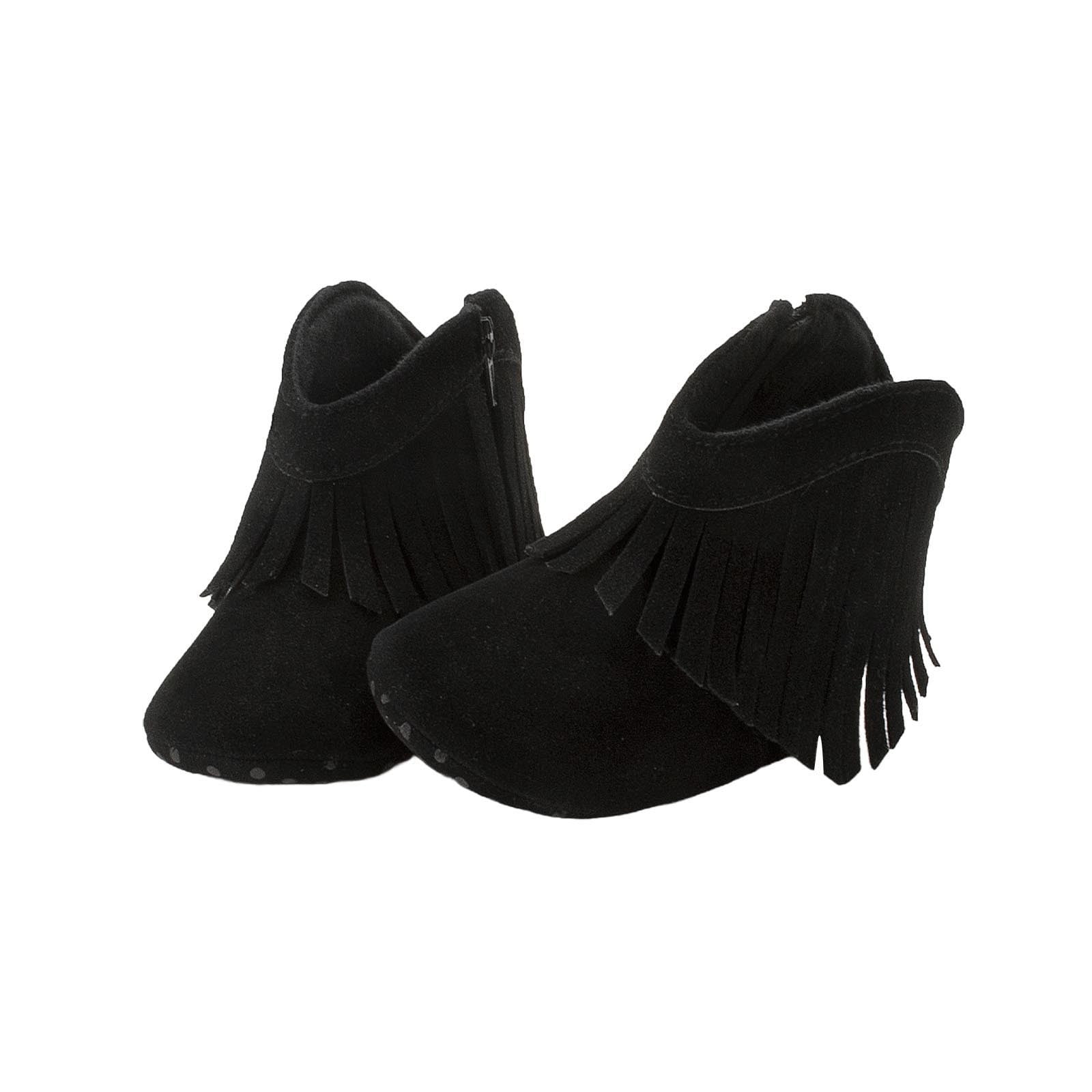 Black Girls Infant Fringed Boots With Warm Soft Bottom For Learning ...