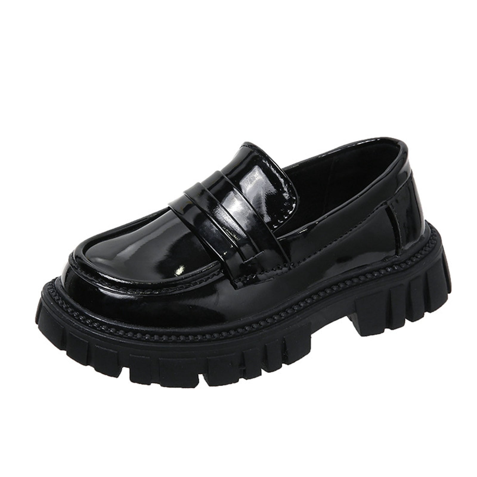 Black Girls' Leather Shoes With British Flair And Thick Sole, Designed ...
