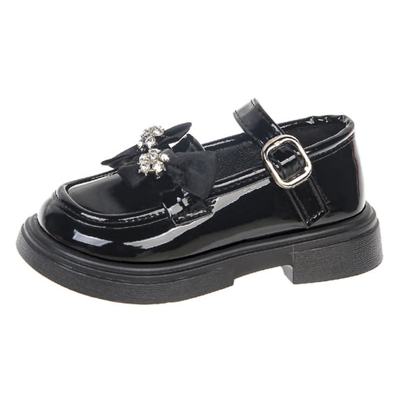 Black Girls Lightweight Bow Rhinestone Breathable Thin Shoes British ...