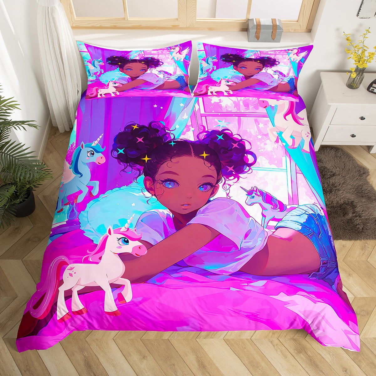Black Magic Bedding Set Kawaii Princess Bedroom Decor,Cute Unicorn ...