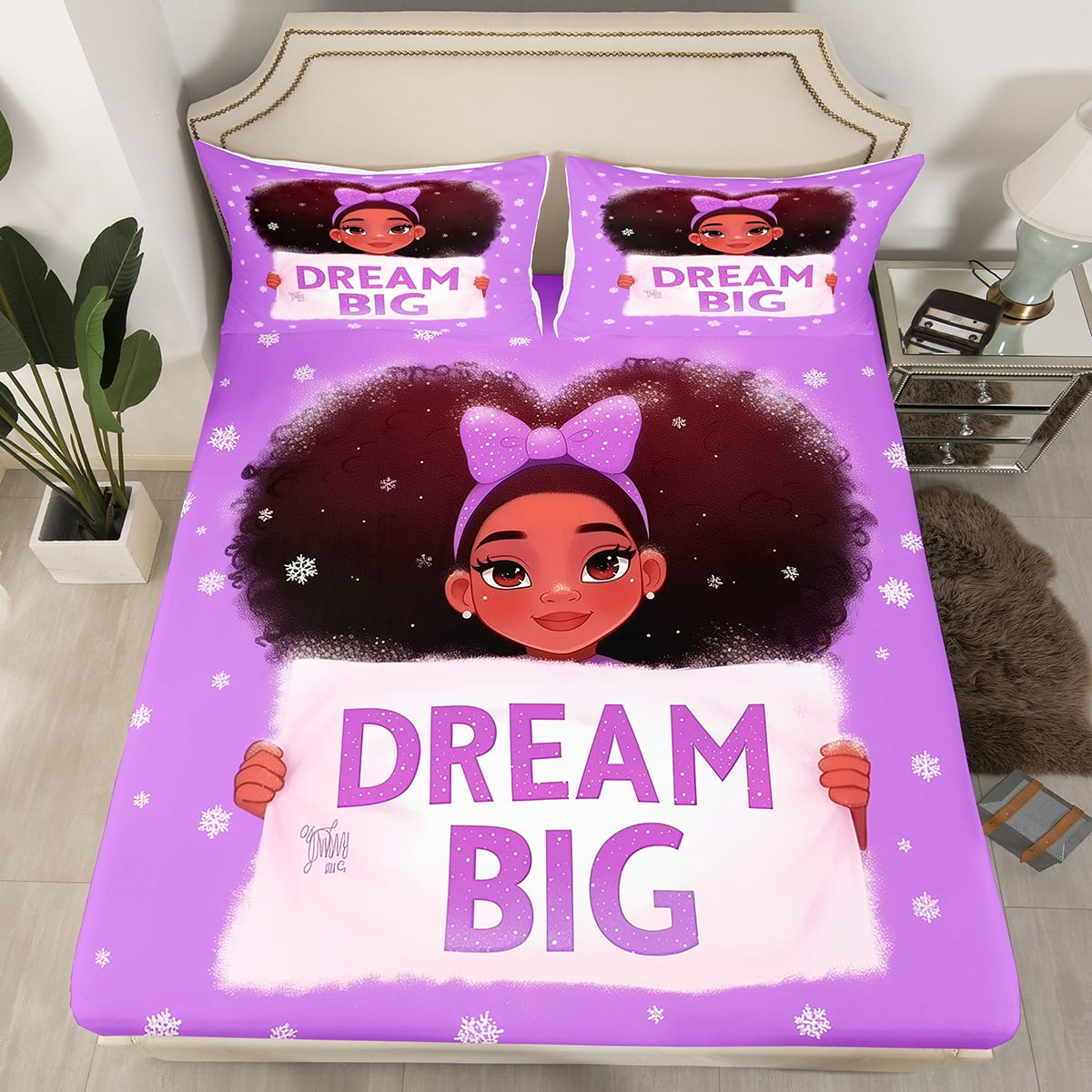 Black Magic Fitted Sheet Afro Bed Sheets Full Size Christmas Decor Bed ...