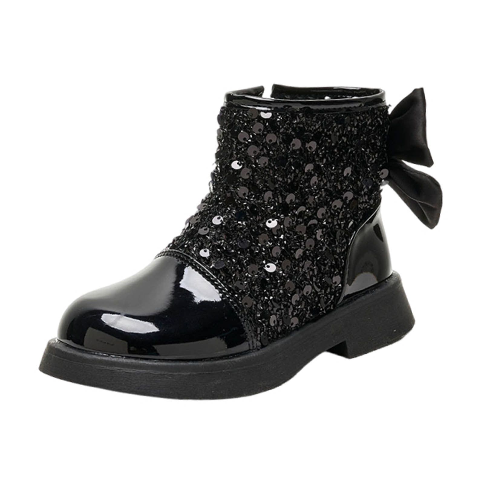 Black Girls Princess Ankle Boots With Leather Style For Winter Wear And ...