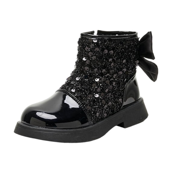 Black Girls Princess Ankle Boots With Leather Style For Winter Wear And ...
