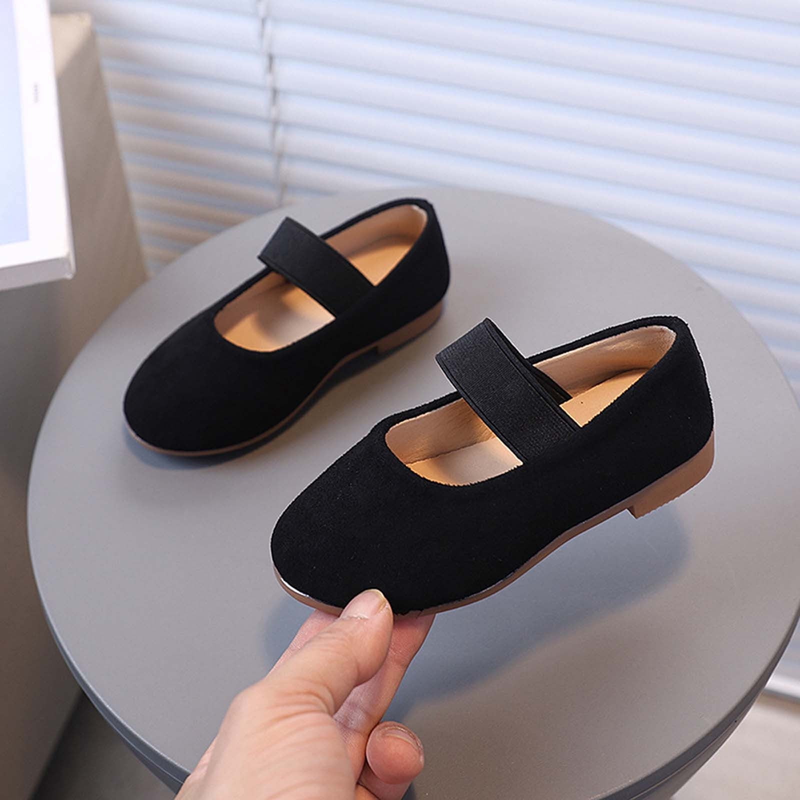 Black Girls Solid Color Bow Flat Soft Sole Princess Casual Loafers For ...