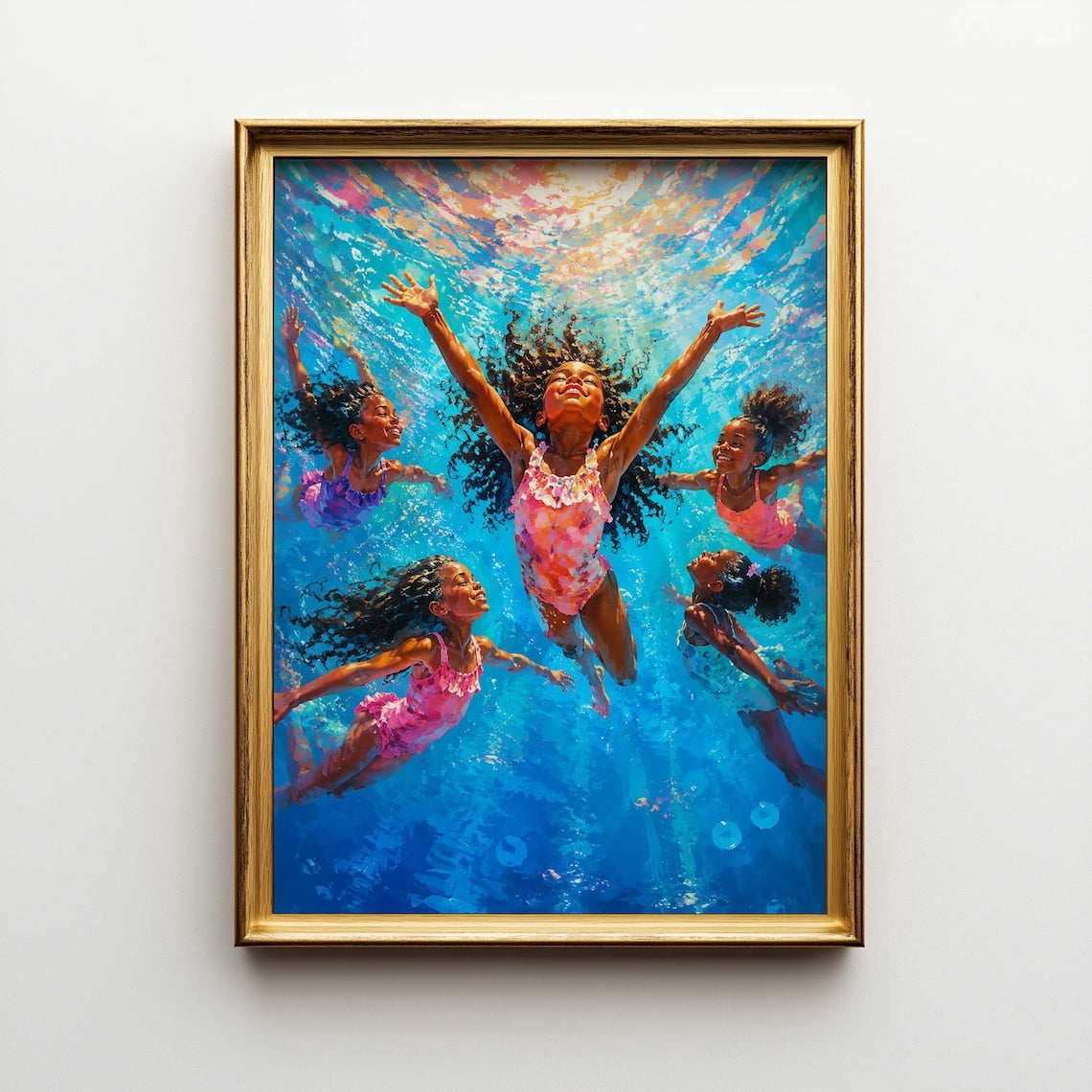 Black Girls Swimming Bathroom Decor Poster Unframed Paper Print ...