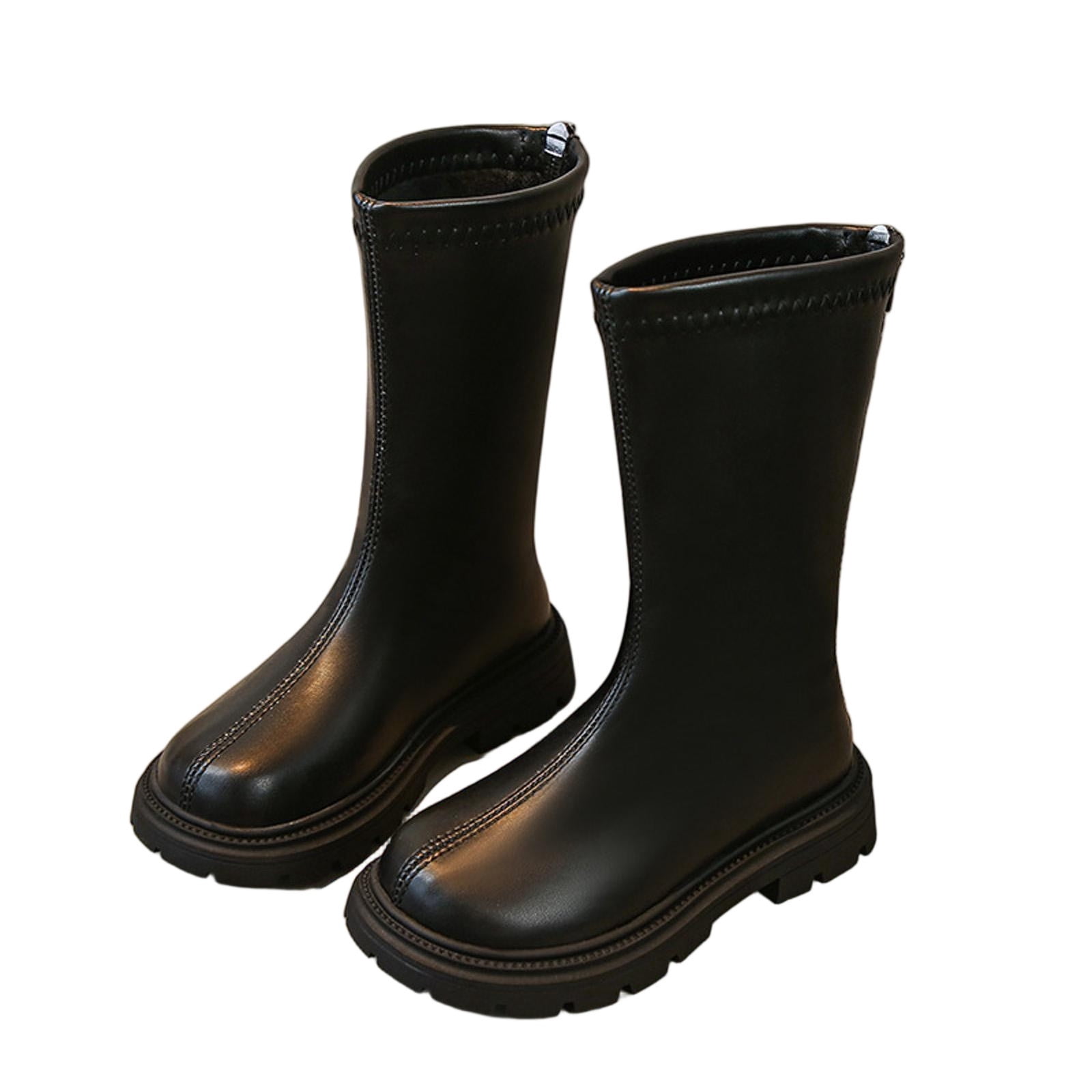 Black Girls Tall Boots With A Bow Accent And Full-Length Zipper, Ideal ...