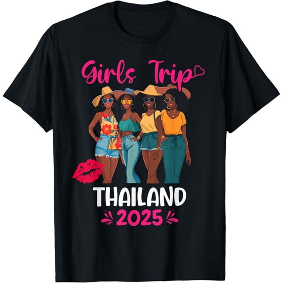 Black Girls Trip Thailand Vacation T-Shirt Vintage Tee -Birthday Gifts ...
