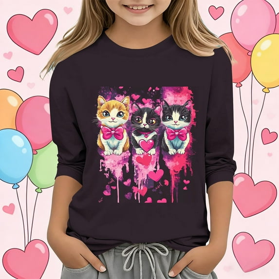 Black Girls Valentine's Day Shirt Lace Ruffle Sleeve Heart Print Top ...