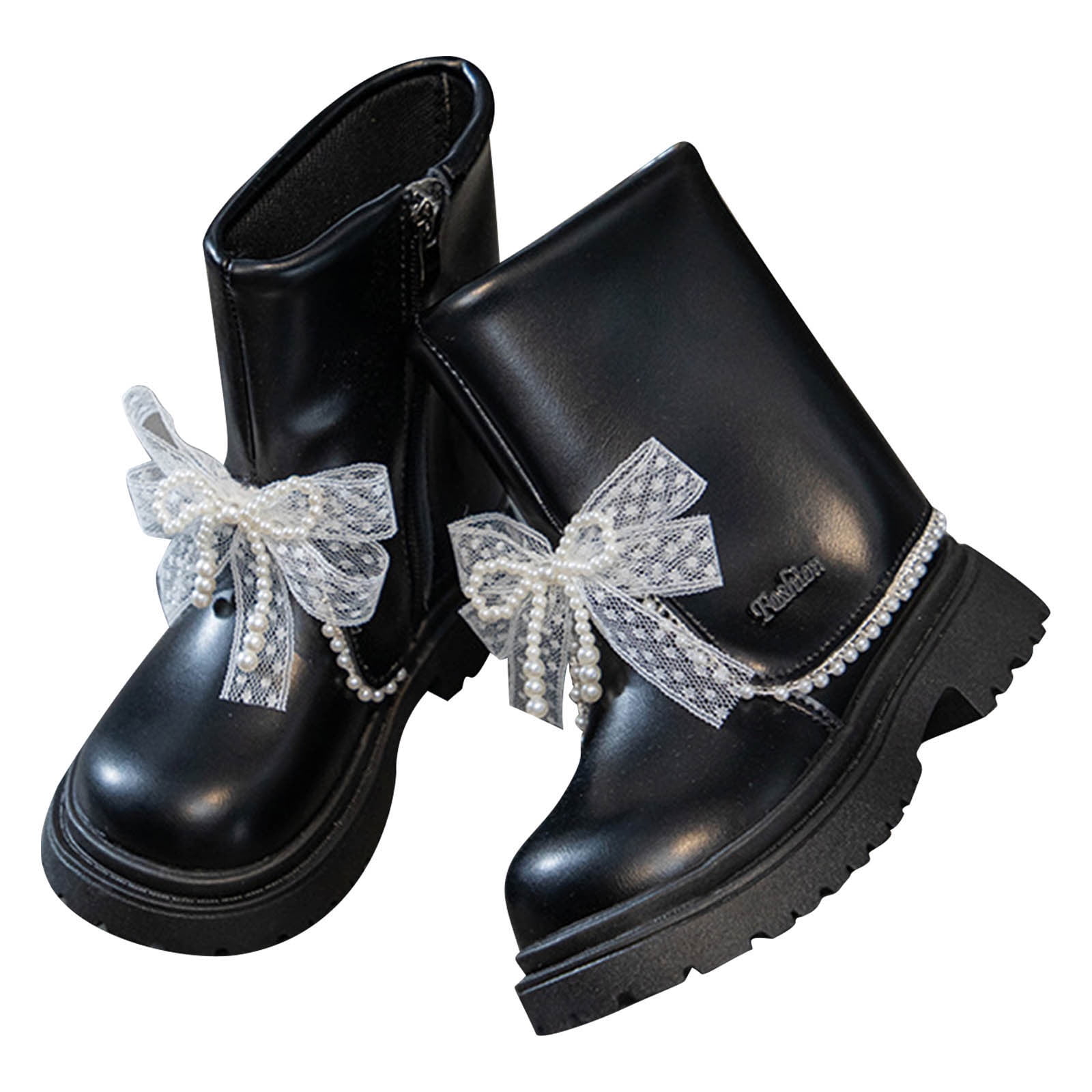 Black Girls Warm Winter Footwear With Furry Lining And Sturdy Rubber ...