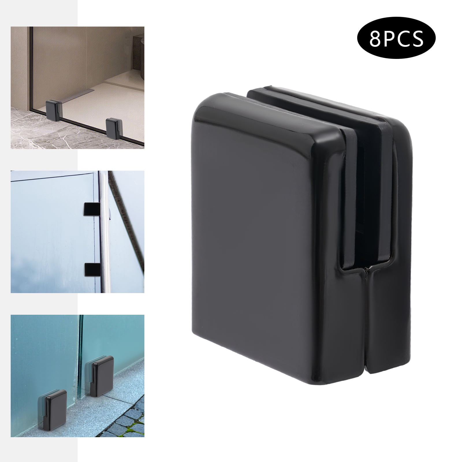 Black Glass Clamp Clip 8 Pieces Modern Black Square 201 Stainless Steel ...