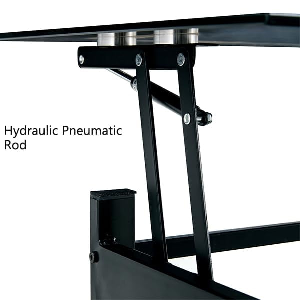 Black Glass Coffee Table Lift Top for Living Room, Mordern Cocktail ...