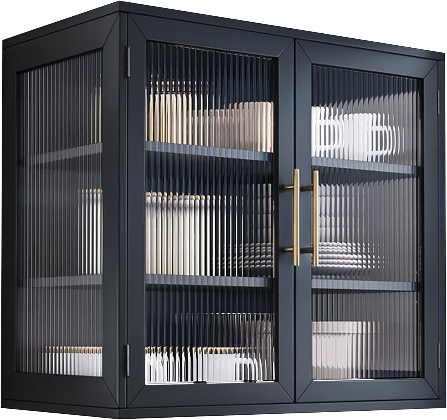 Black Glass Display Wall Storage Cabinet,Bathroom Wall Cabinet,Wall ...