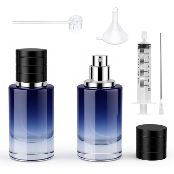 Black Glass Perfume Bottle - Empty Refillable Cologne Sprayer with Fine ...