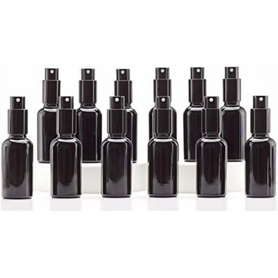 Black Glass Spray Bottles 1oz, with Small Fine Mist Spray, Metal Cap ...