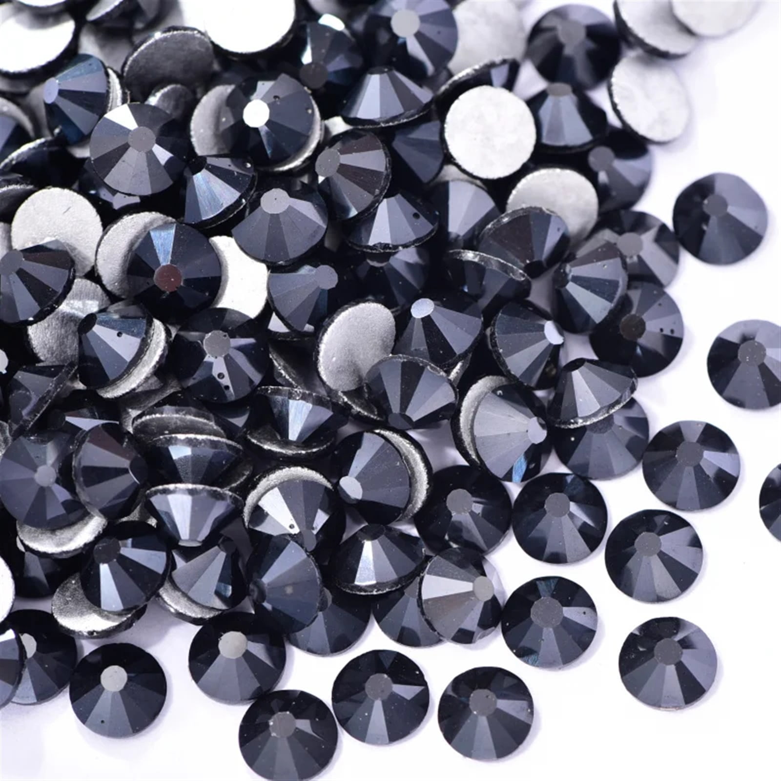 Black Glass Strass Nail Art Rhinestones Flatback Jet Glue On Stones Non ...