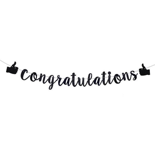 Black Gliter Congratulations Banner, Graduation/Job Promotion ...
