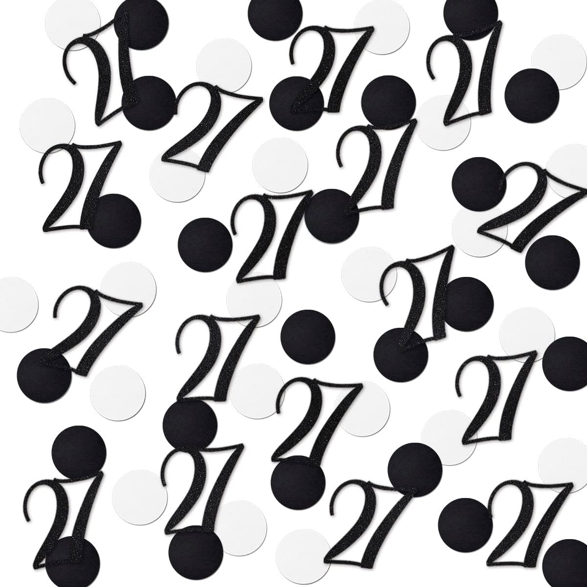 Black Glitter 27 Confetti, 27th Birthday Number Confetti, 120Pcs ...