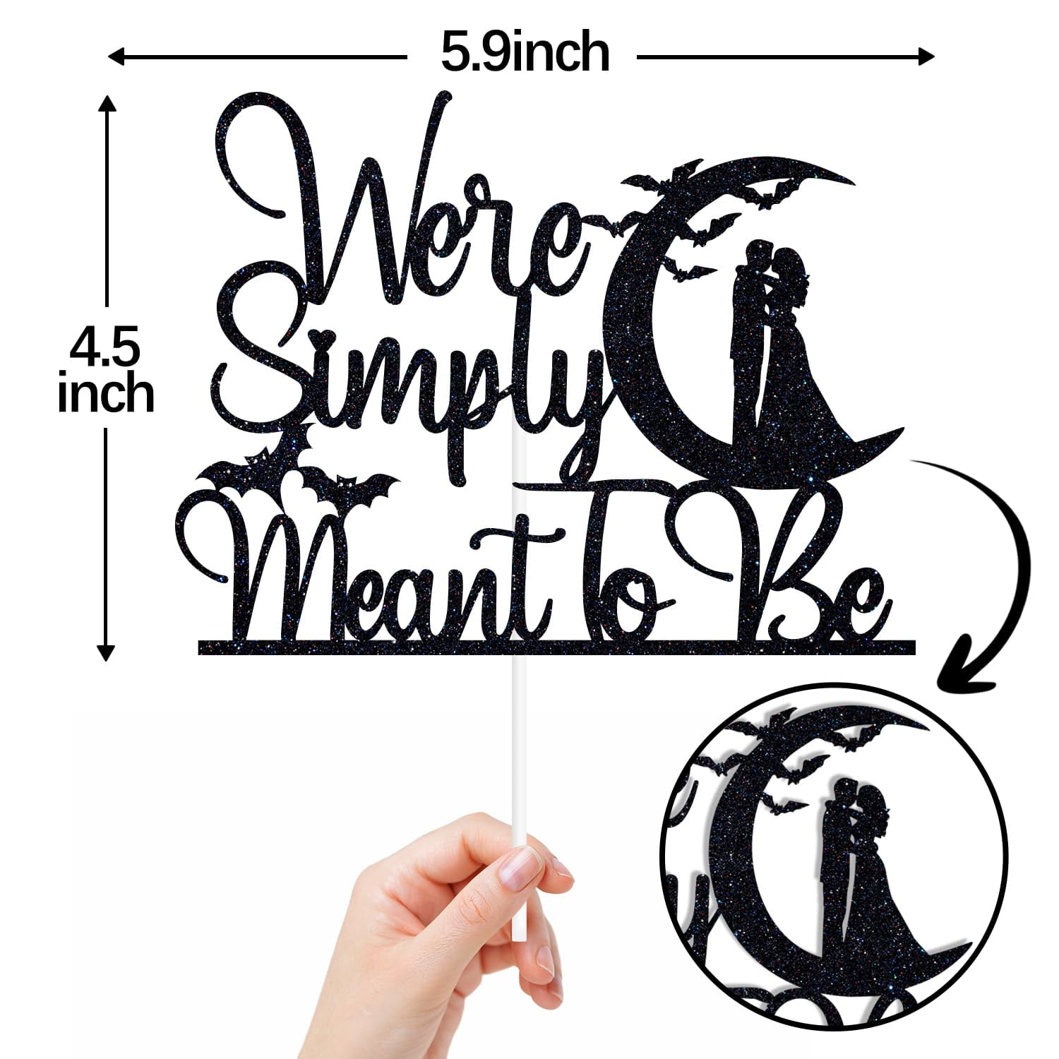 Black Glitter We're AJH3 Simply Meant to Be Cake Topper, Halloween ...