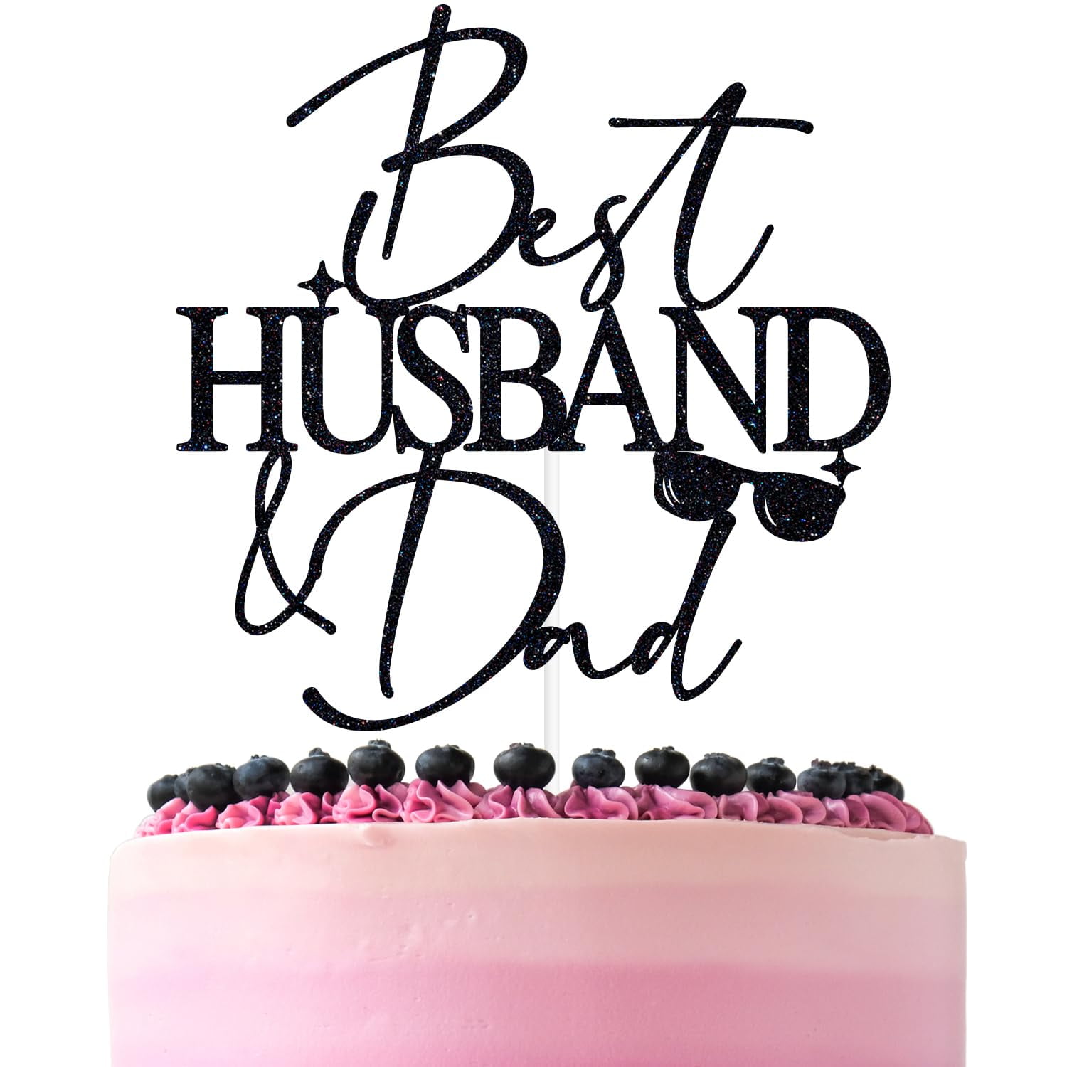 Black Glitter Best Husband & Dad AIS1 Cake Topper, Happy Father's Day ...